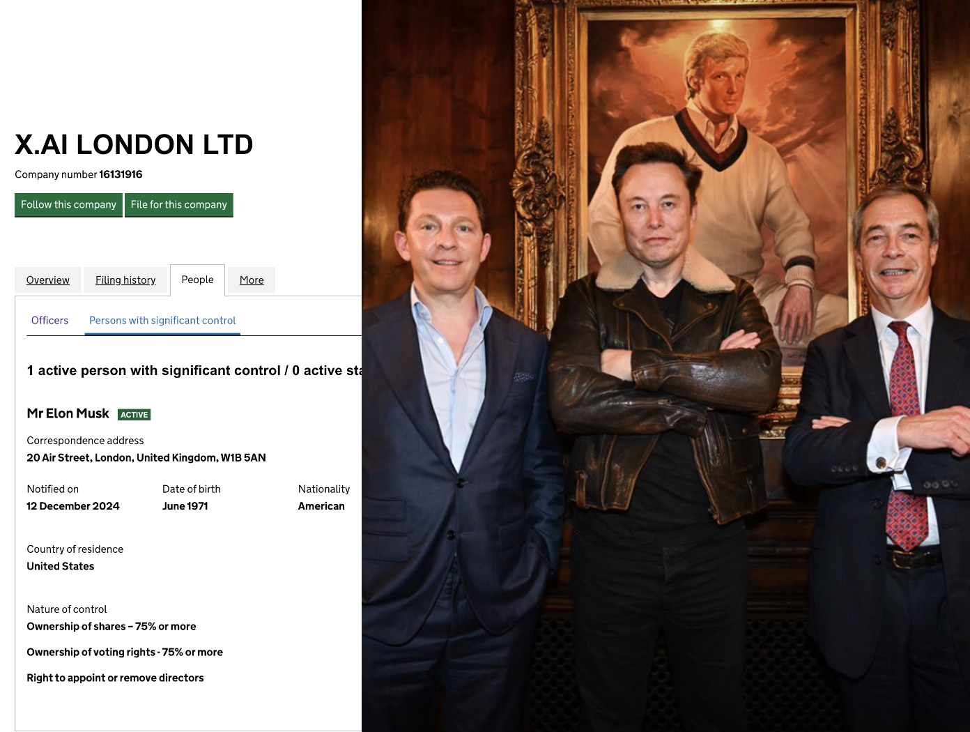 Musk may fund UK far-right and has just set up X.AI London Ltd